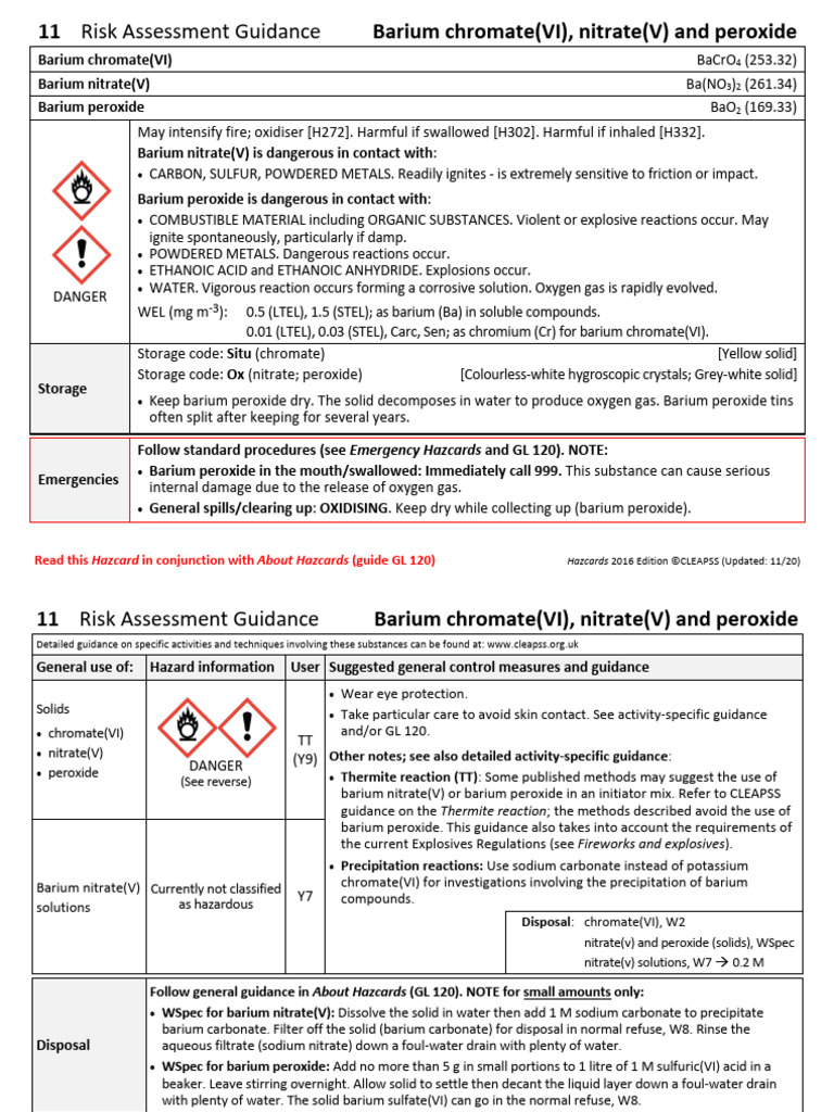 HC011 Barium Chromate VI Nitrate V and Peroxide | PDF | Precipitation ...