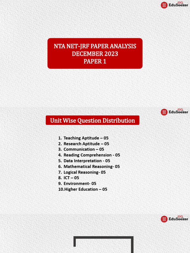 NET Paper-1, 11 Dec 2023 Analysis by Eduseeker | PDF | Moksha | Compost