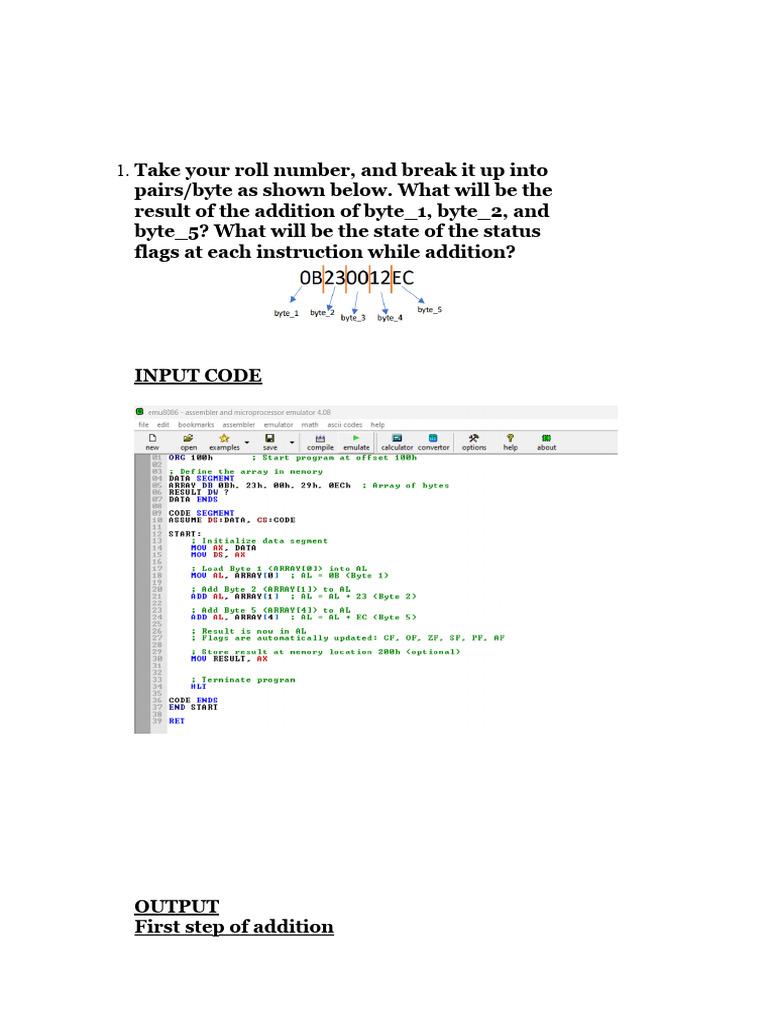 8086 Assembly Roll Number Programs | PDF | Computer Data | Computer ...