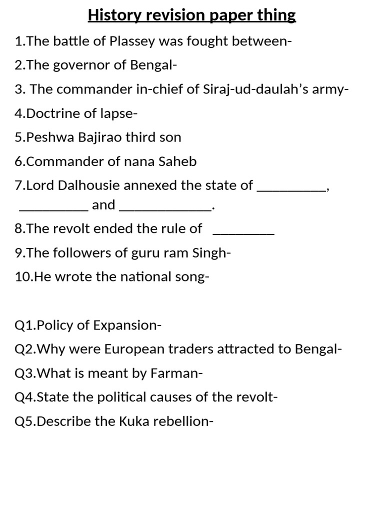 Key Topics in Indian History Revision | PDF