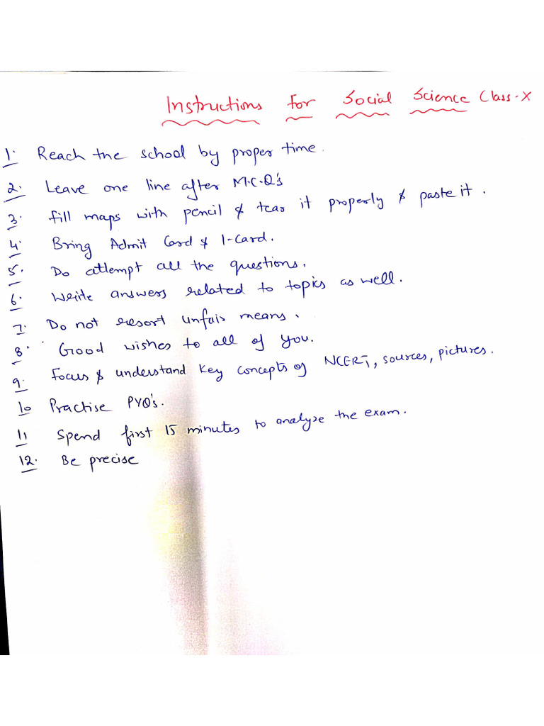 Important Topics and Question For Class X Board SST | PDF