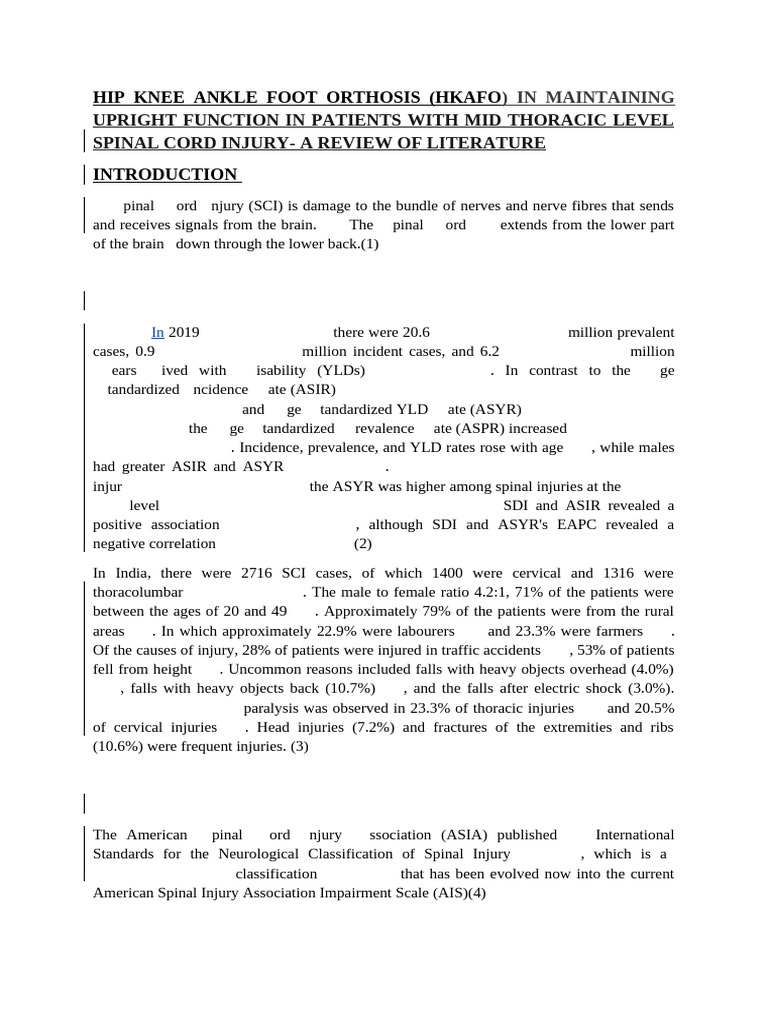 HKAFO in Mid Thoracic SCI Rehabilitation | PDF | Spinal Cord Injury ...