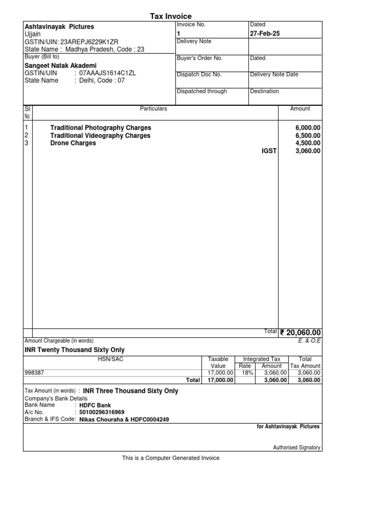 Tax Invoice: Ujjain GSTIN/UIN: 23AREPJ6229K1ZR State Name: Madhya ...