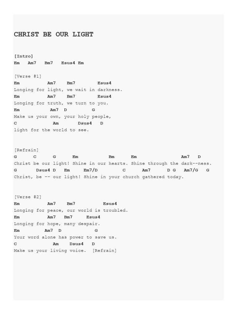 Christ Be Our Light: Hymn Lyrics | PDF