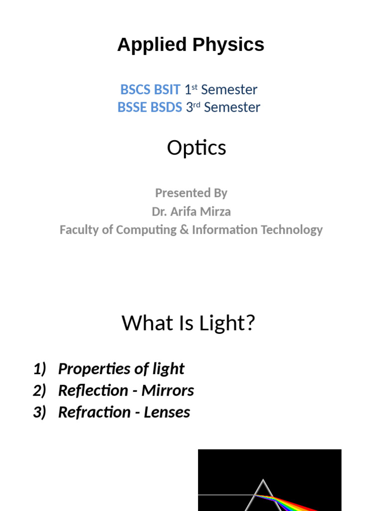 Optics Applied Physics | PDF | Polarization (Waves) | Diffraction