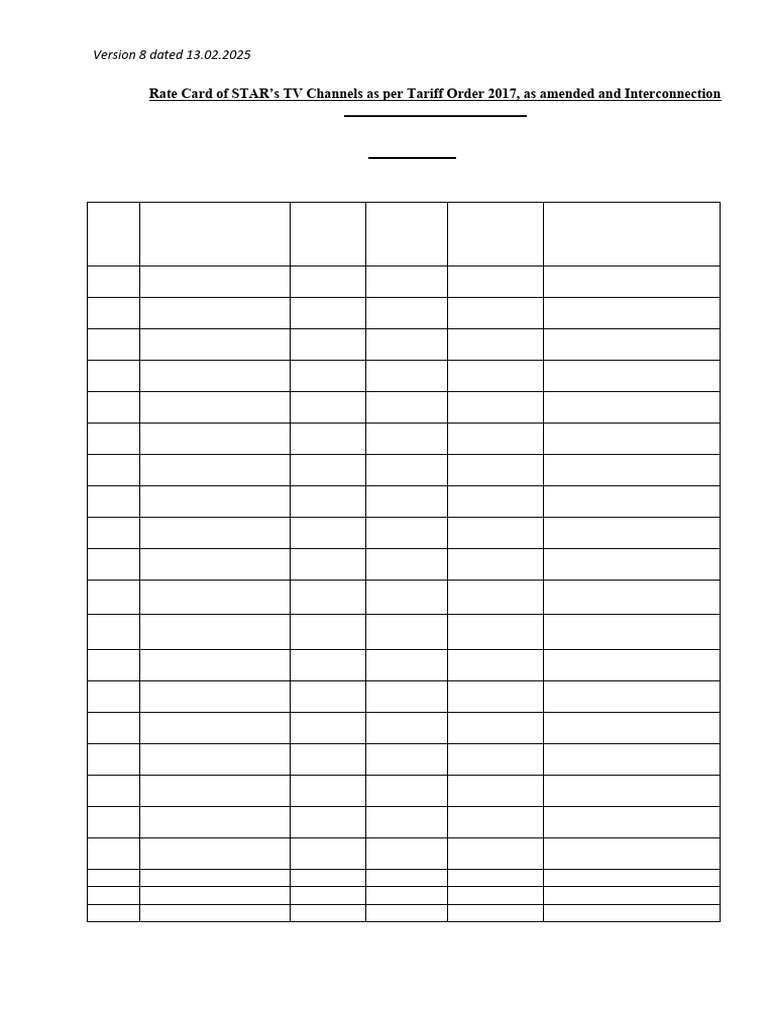 STAR TV Channels Rate Card 2025 | PDF | The Walt Disney Company ...