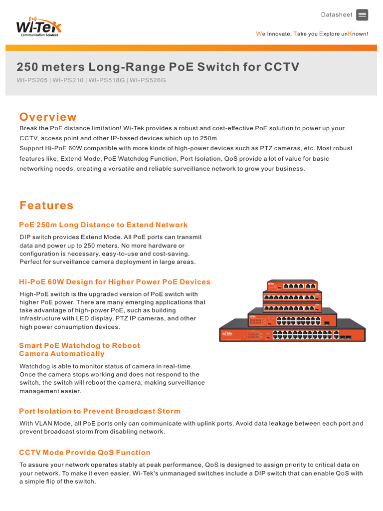 WI-PS205_v4_Datasheet_V2.0 | PDF | Computer Network | Network Switch