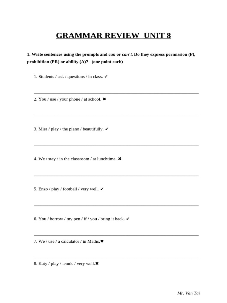 GRAMMAR REVIEW_UNIT 8_OWN3 | PDF | Linguistics