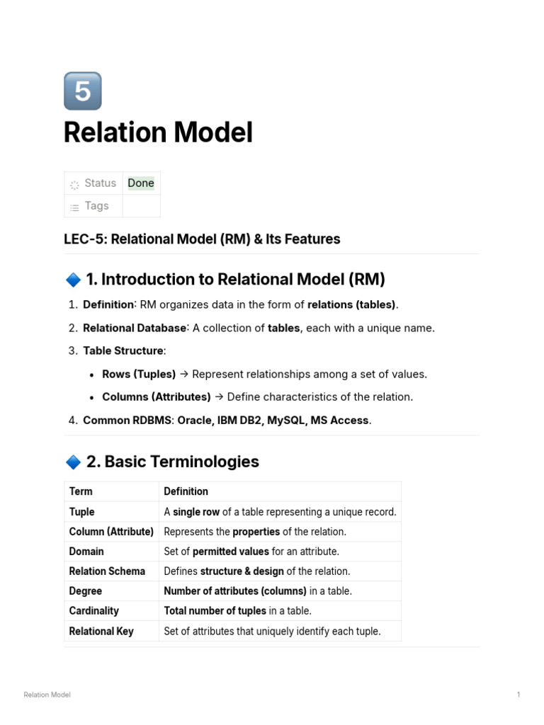 Relation Model | PDF | Relational Database | Relational Model