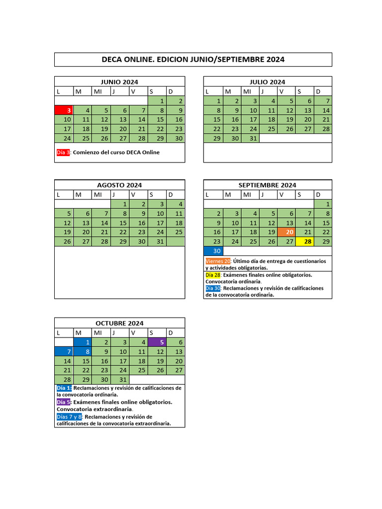 Calendario DECA Online 2024 | PDF | Gobierno