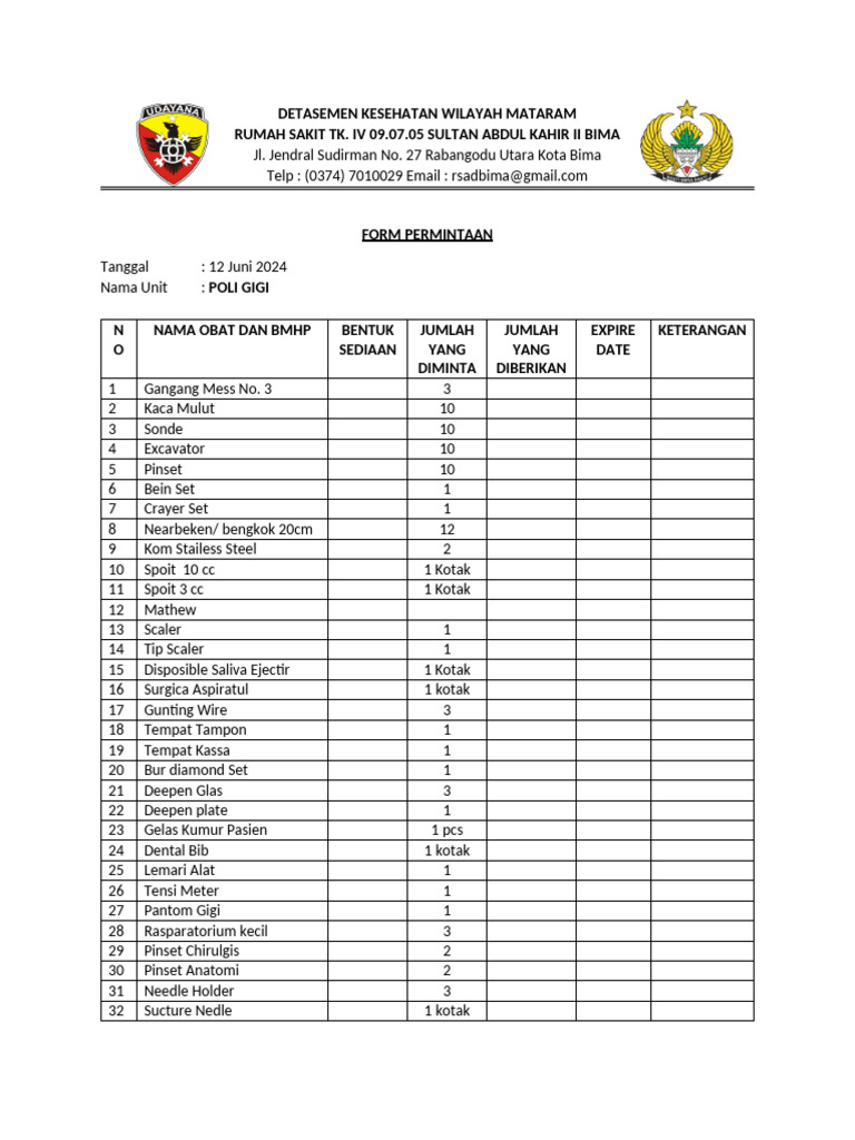FORM PERMINTAAN (2) | PDF