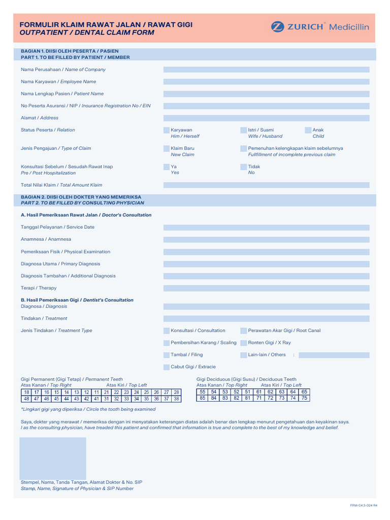 FRM-C4.3-024 R4 Formulir Klaim Medicillin - Rawat Jalan | PDF