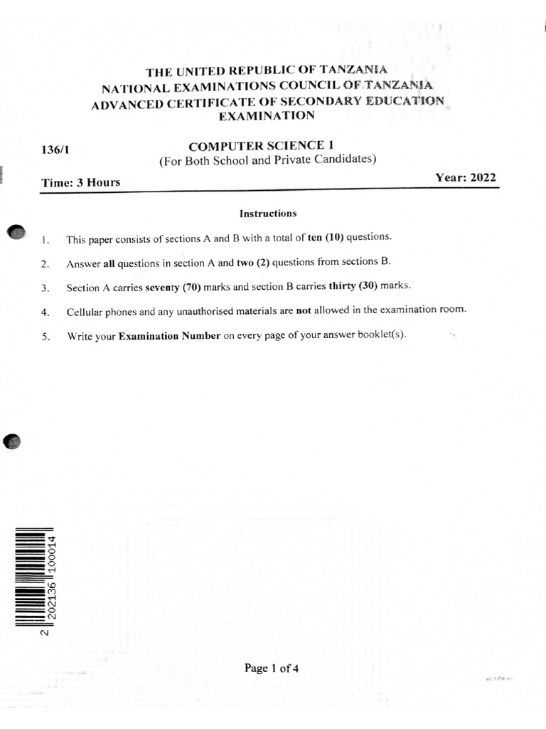 ComputerScience1 F6 2022 | PDF