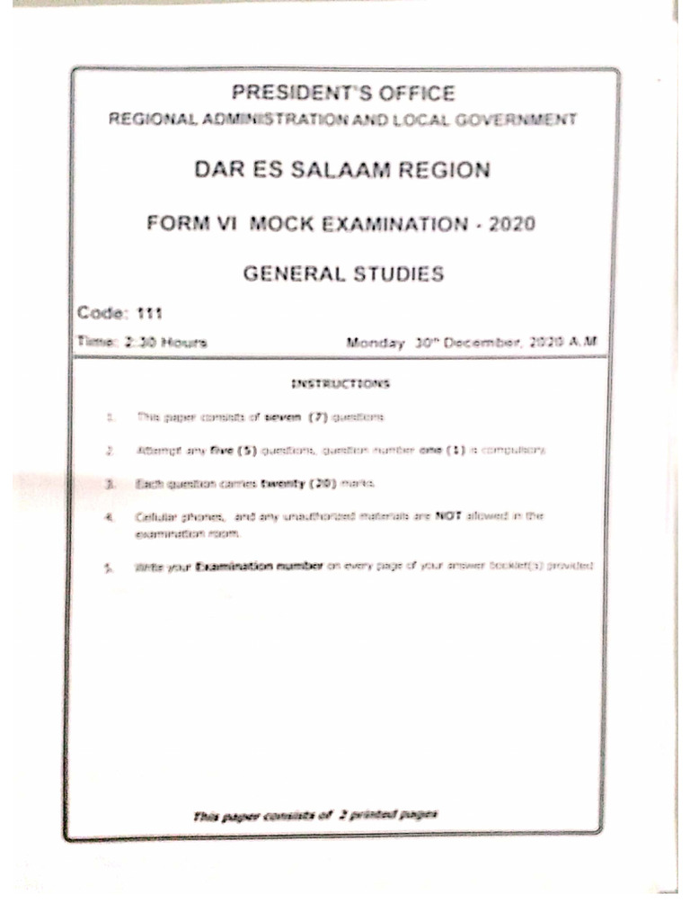 DSM Tahossa F6 Mock 2020 | PDF