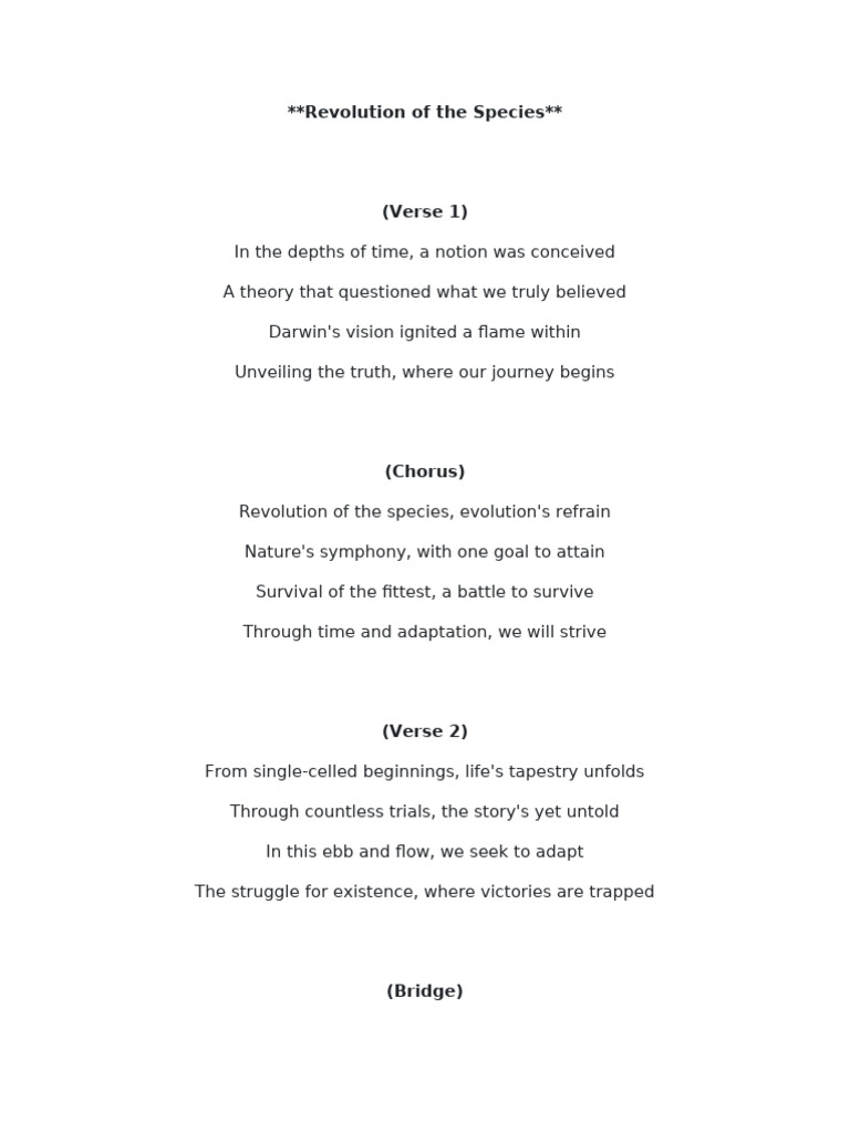 Evolution Rock Lyrics: Darwin's Legacy | PDF | Natural Selection ...