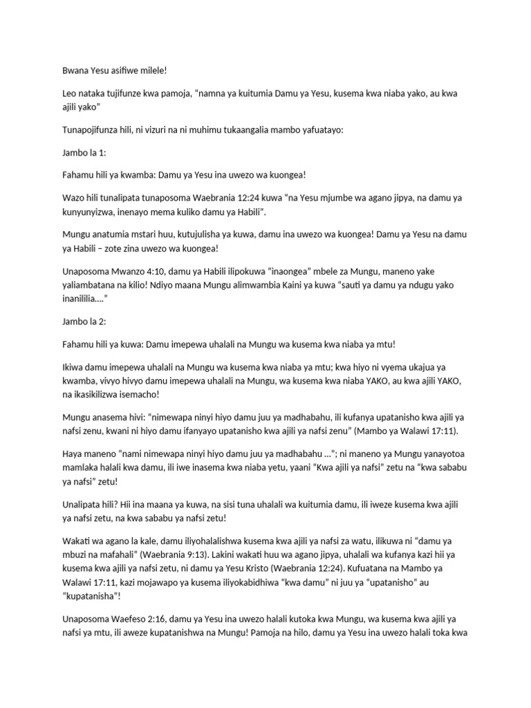 Damu Ya Yesu Docs | PDF