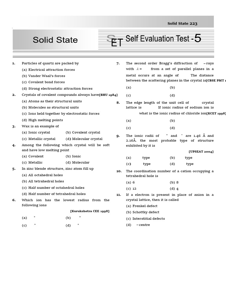 Solid State QA | PDF | Ion | Molecules