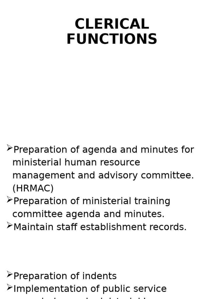 Clerical Functions Ppt | PDF