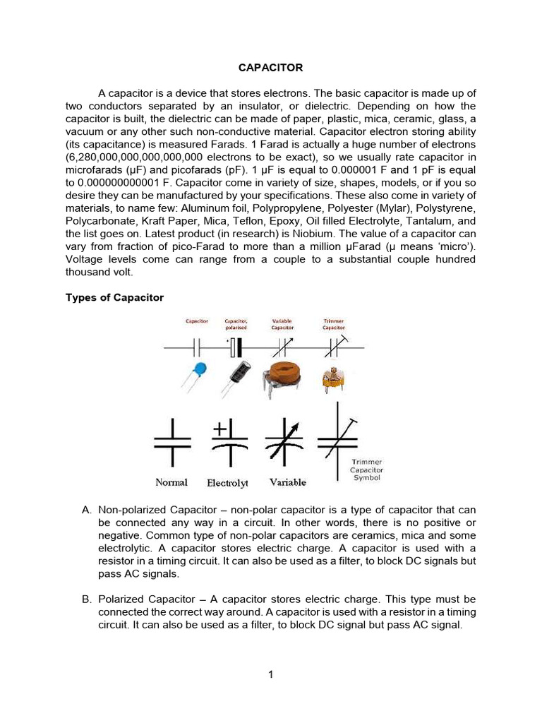 CAPACITOR | PDF | Capacitor | Capacitance
