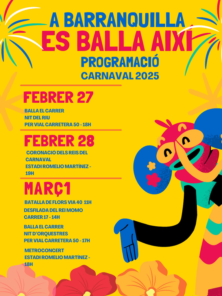Programacion Carnaval de Barranquilla Ilustrado Amarillo | PDF