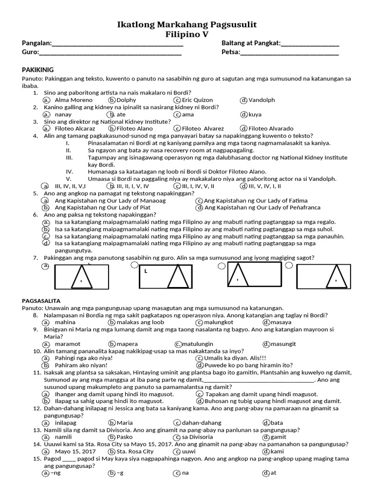 PT_FILIPINO 5_Q3 | PDF