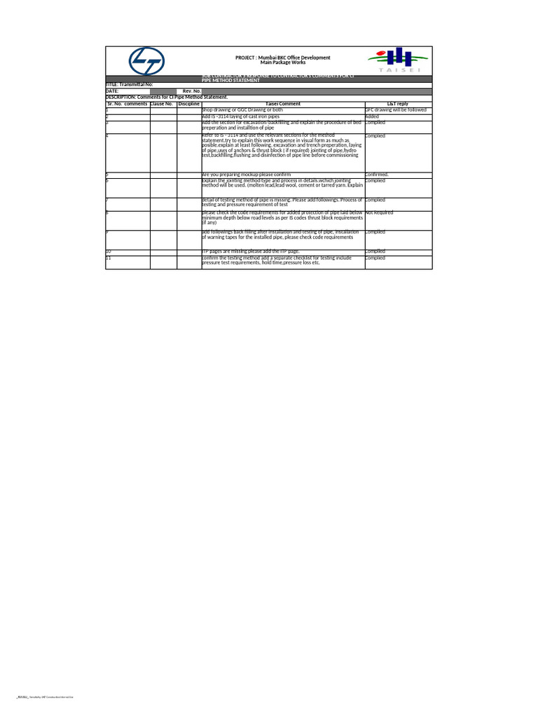 Comment Response Sheet For Ci Rejected MST | PDF | Building Engineering
