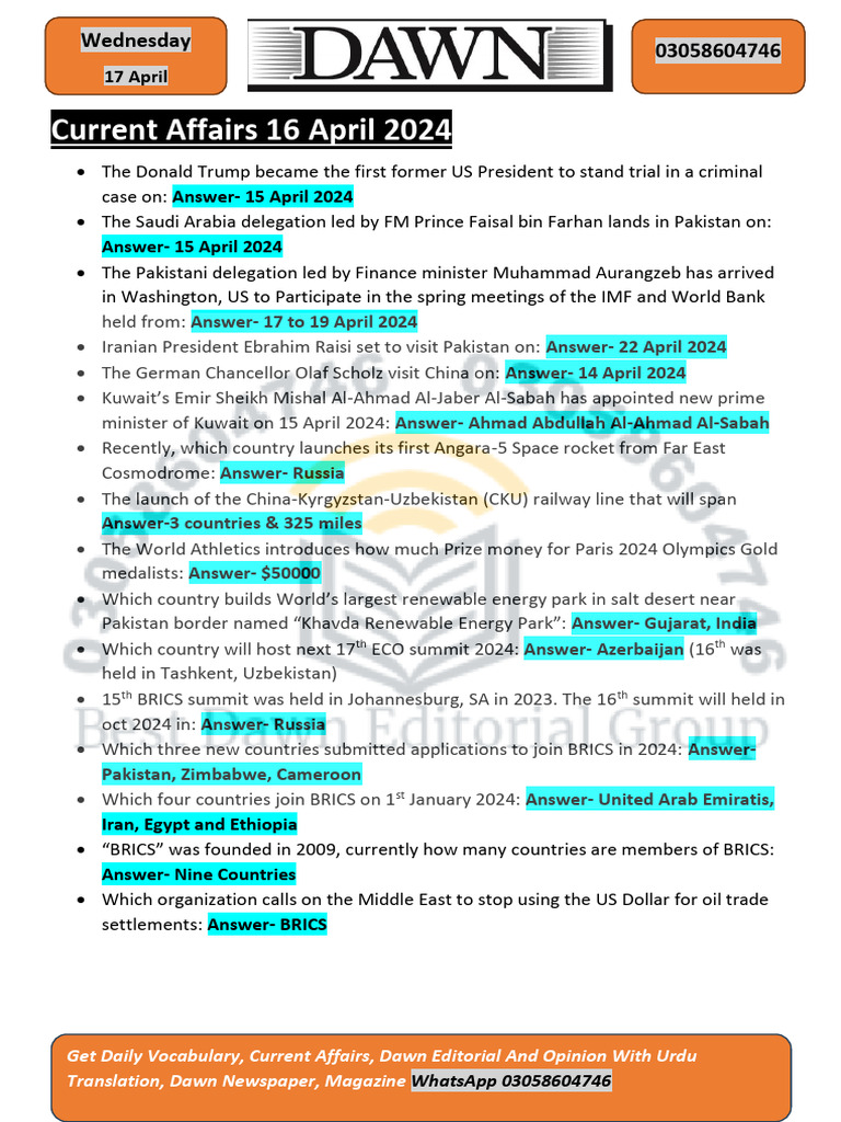 16 Current Affair I | PDF