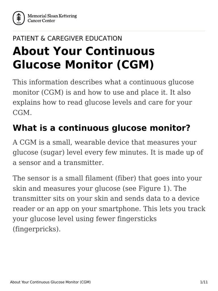 About Your Continuous Glucose Monitor CGM | PDF | Disorders Of ...