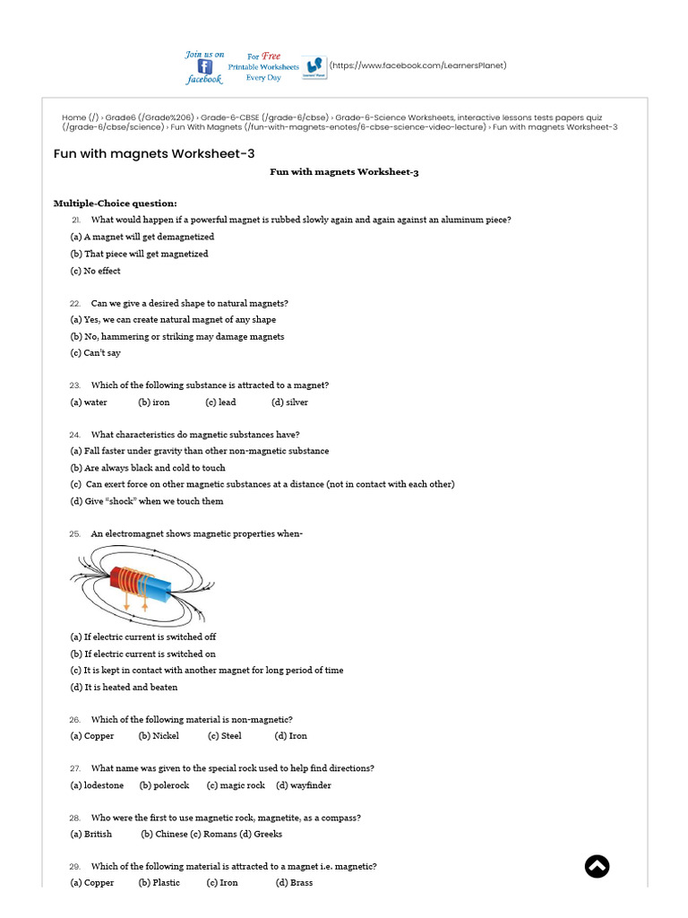 6th CBSE Science Fun With Magnets Activities | PDF