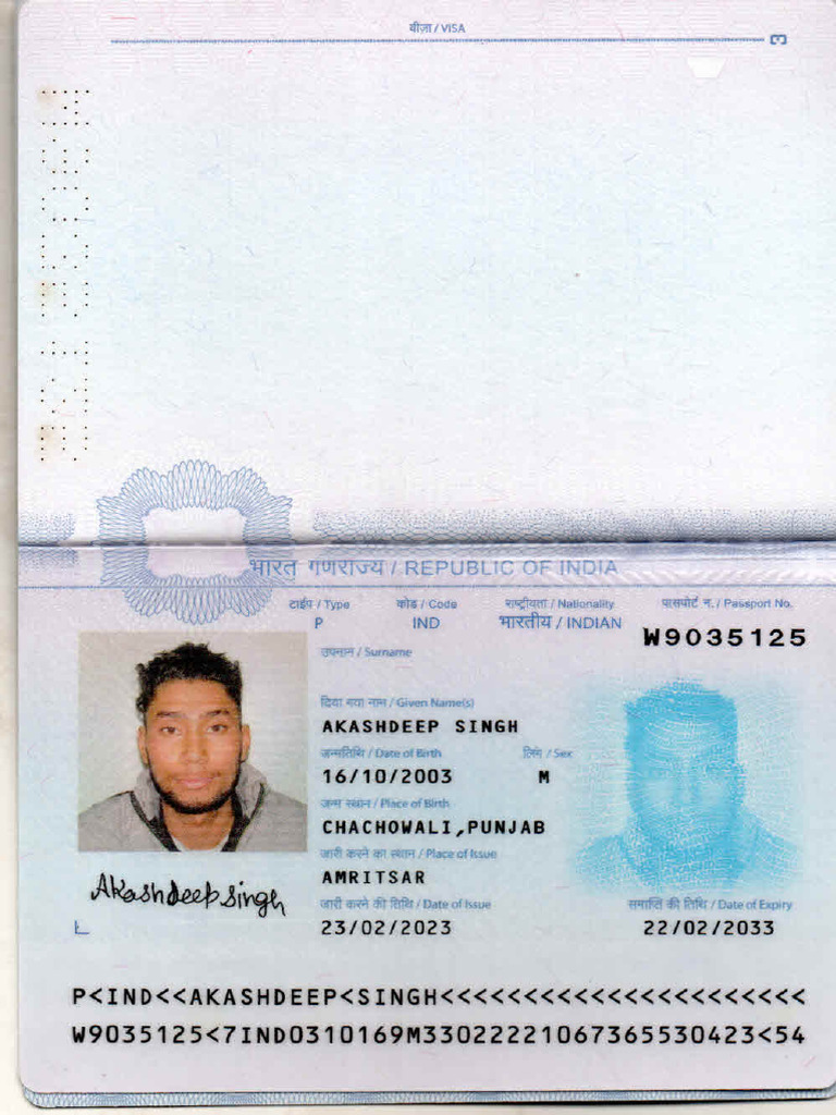 Akashdeep Singh Passport | PDF