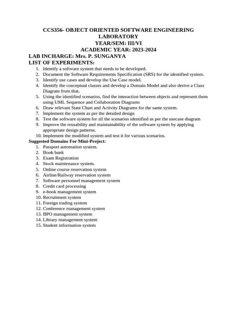 Software Engineering Lab Guide | PDF