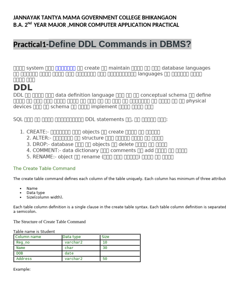 Practicals B.a. 2nd Year Major Minor | PDF | Database Transaction | Data Management Software