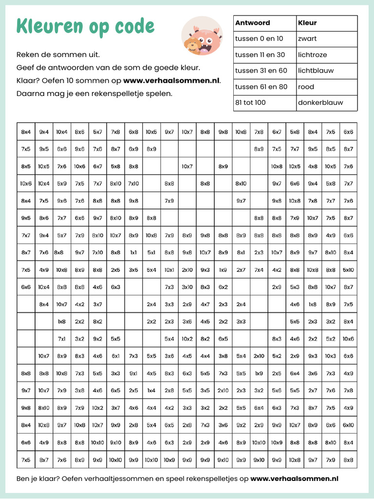 Kleuren Op Code Mario Keersommen | PDF