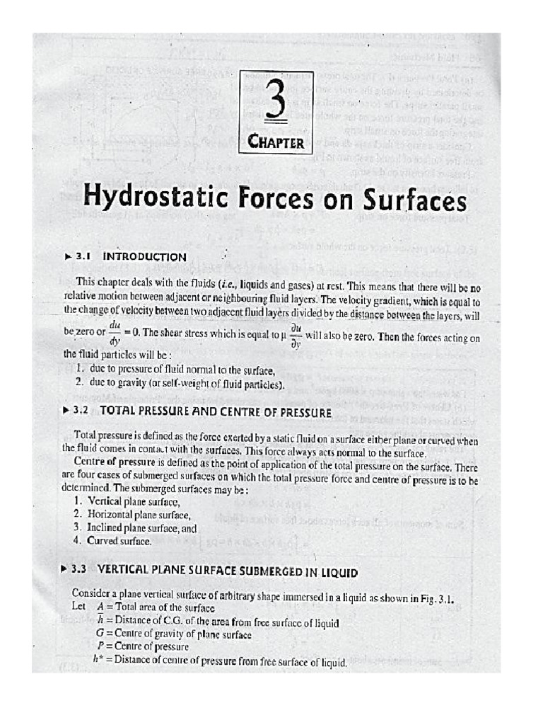 Hydrostatic Forces On Surfaces | PDF