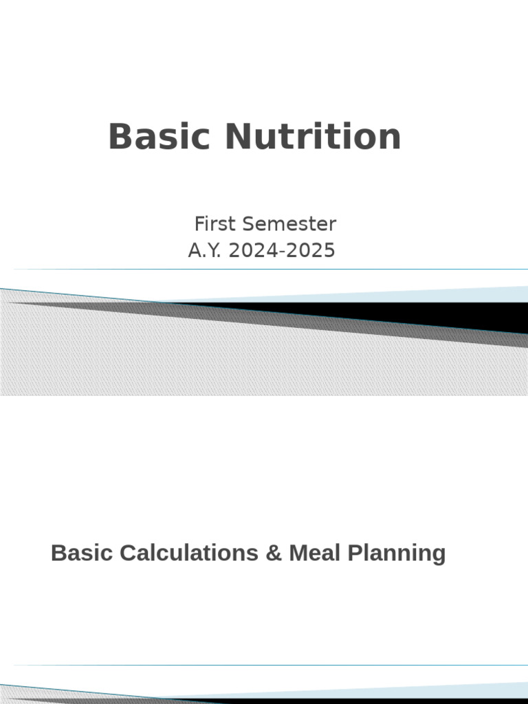 Basic Calculations Meal Planning | PDF