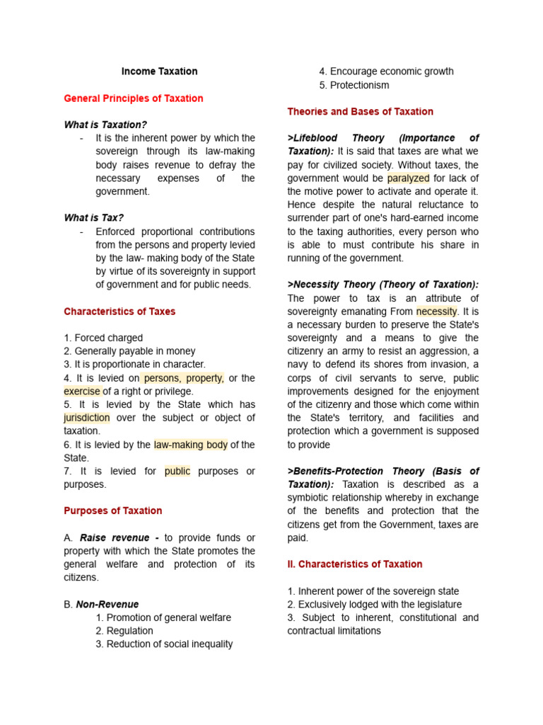 Taxation Reviewer | PDF | Taxes | Income Tax
