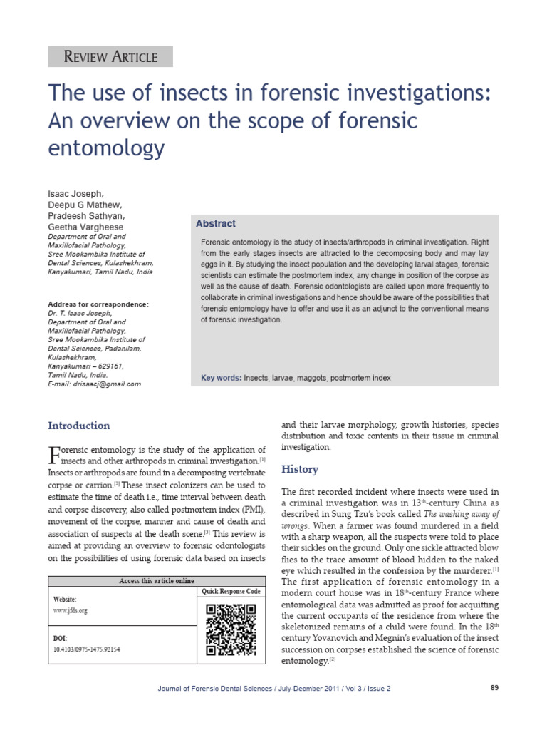 The Use of Insects in Forensic Investigations An.12 | PDF ...