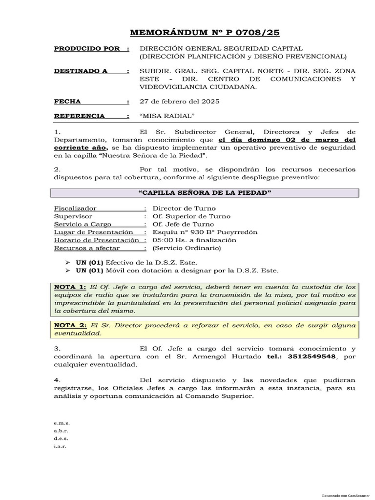 Misa Radial - Memo P 0708 | PDF