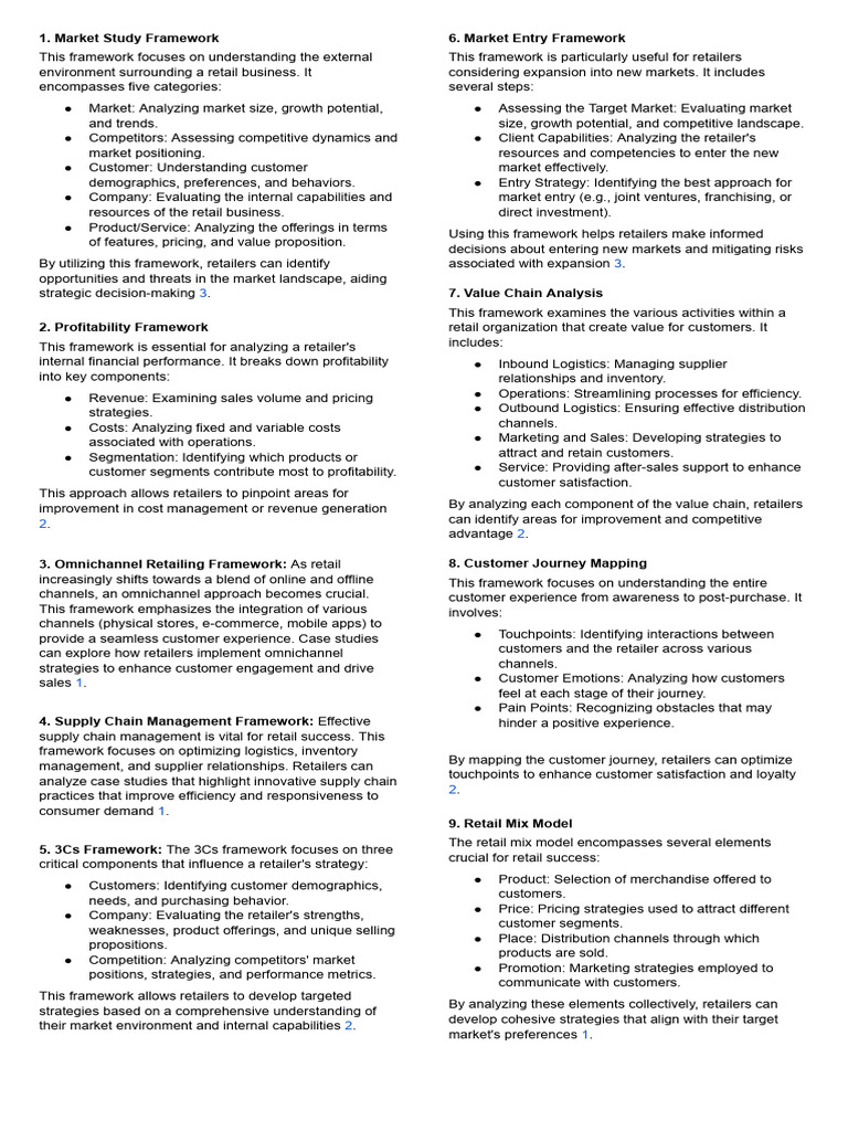 Retail Strategy Frameworks Guide | PDF | Inventory | Retail