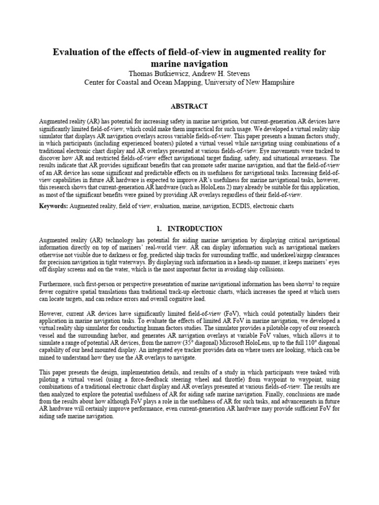 AR Field-of-View Impact on Marine Navigation | PDF | Augmented Reality ...