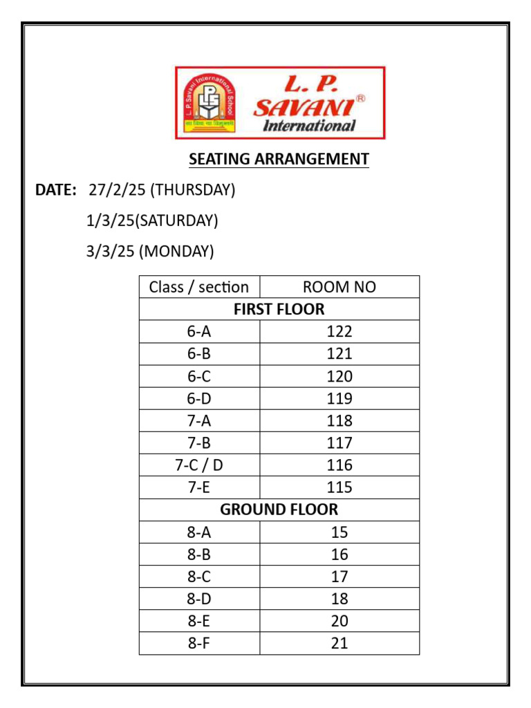 Seating Arrangement | PDF
