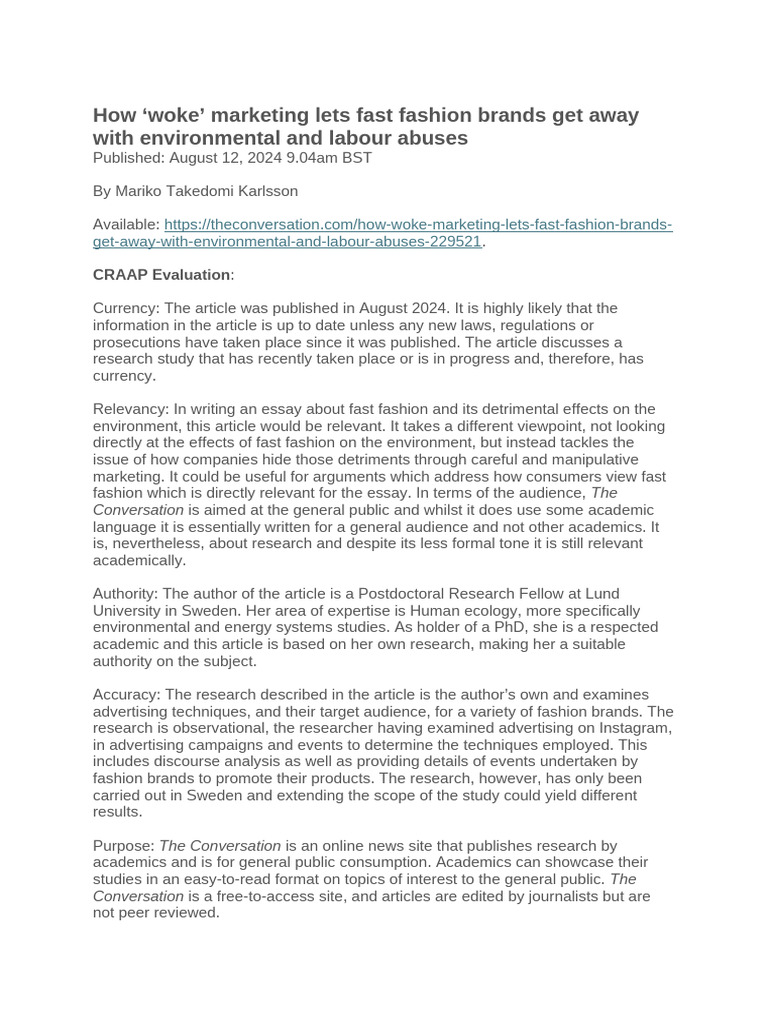 CRAAP Example (4) For AB Practice | PDF | Essays | Peer Review