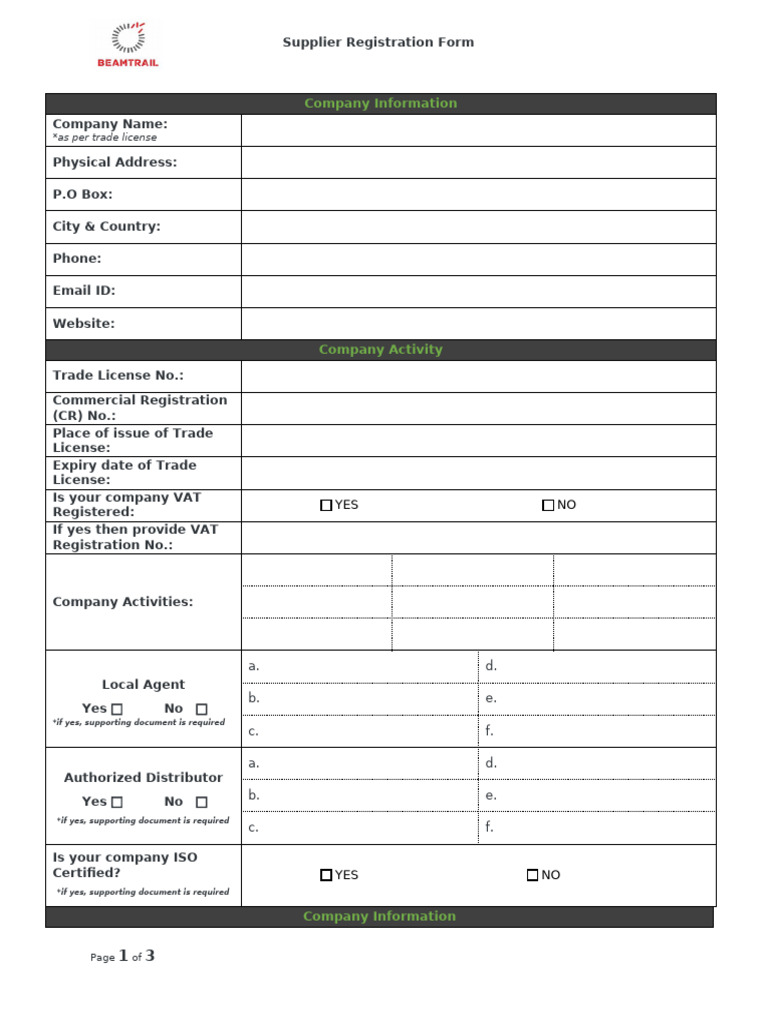 Beamtrail Supplier Registration 2026 | PDF