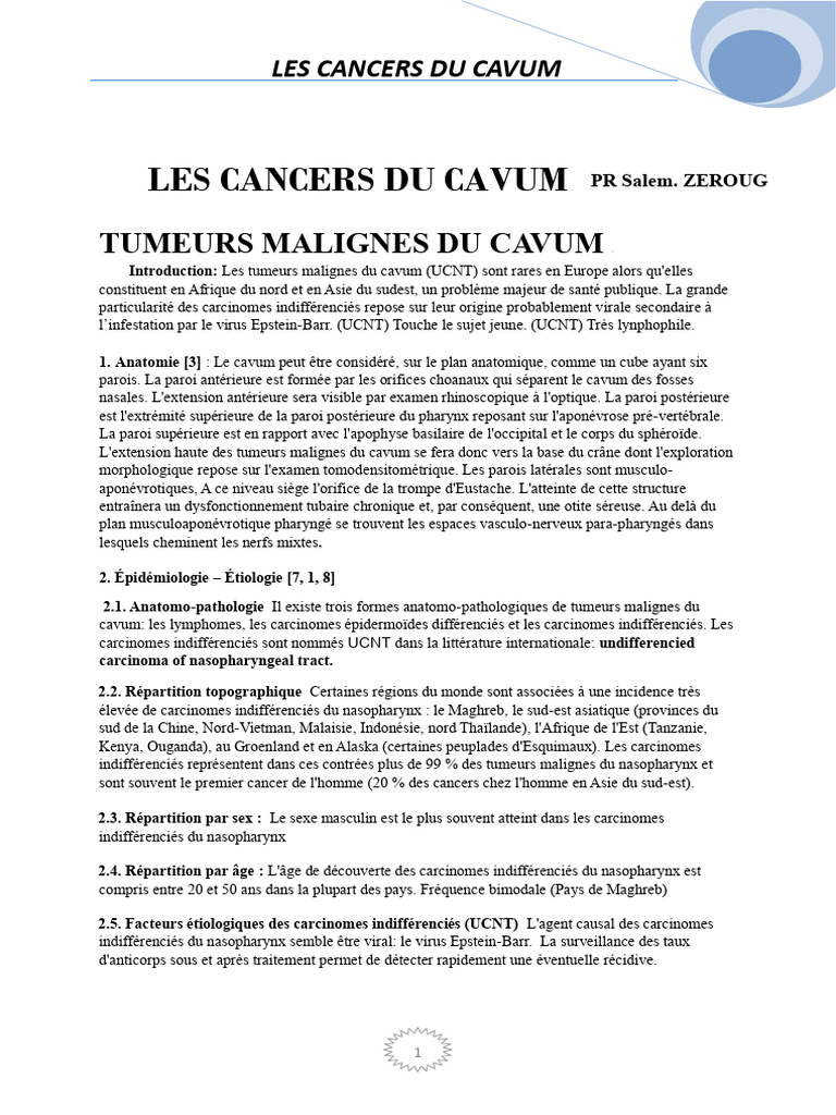 Cancers du Cavum : Classification TNM | PDF | Cancer | Métastase