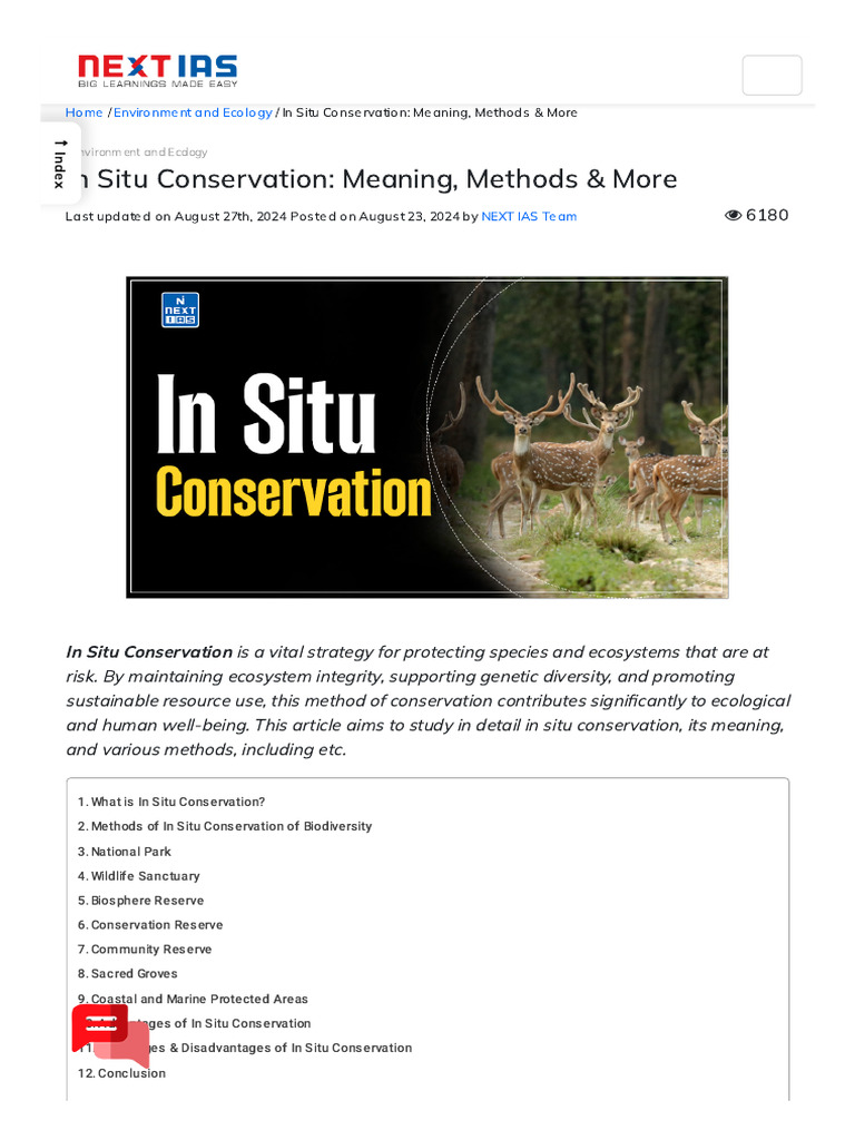 In Situ Conservation Explained | PDF | Conservation Biology | Protected ...