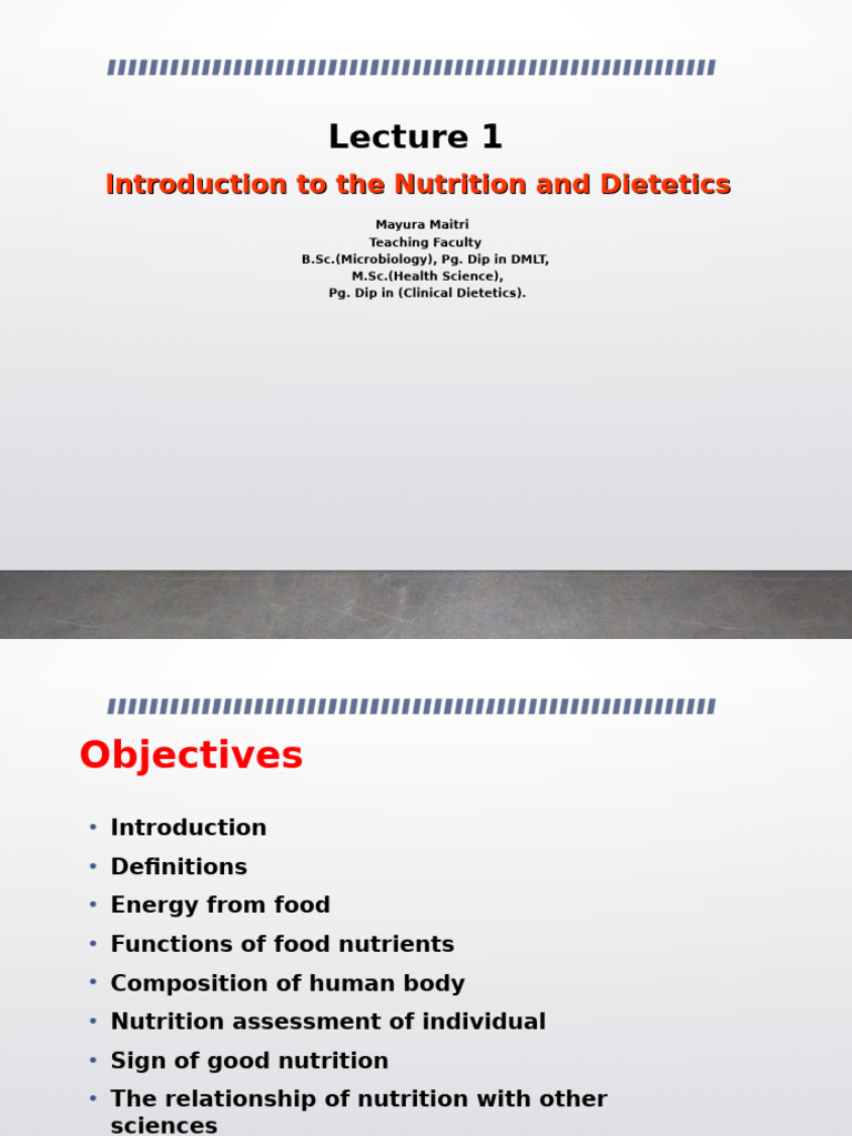 Introduction To Nutrition Lec 1 | PDF | Nutrients | Carbohydrates