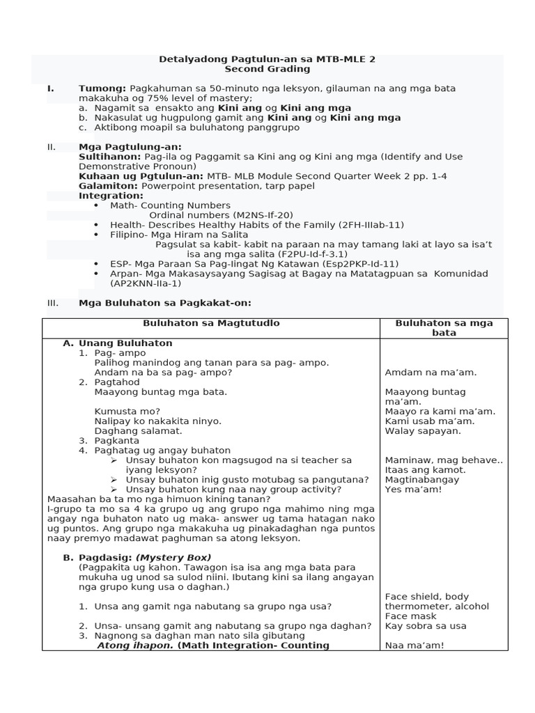 Mtb2 Co for 2nd Grading | PDF