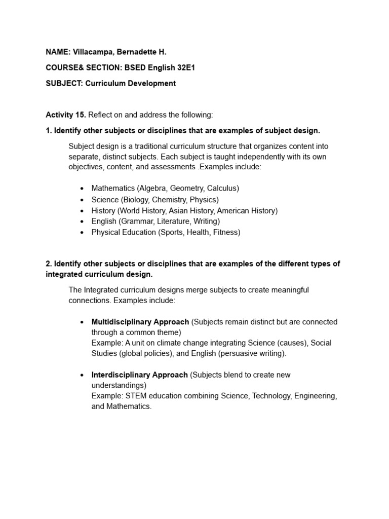 Curriculum Development 2 | PDF | Curriculum | Learning