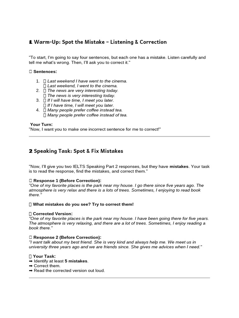 English Grammar Mistake Correction Guide | PDF