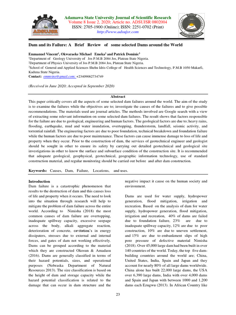 Dam and Its Failure A Brief Review of So | PDF | Dam | Flood